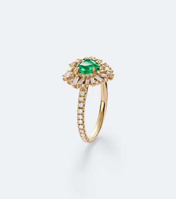 SUZANNE KALAN 18kt Yellow Emerald And Diamond Ring
