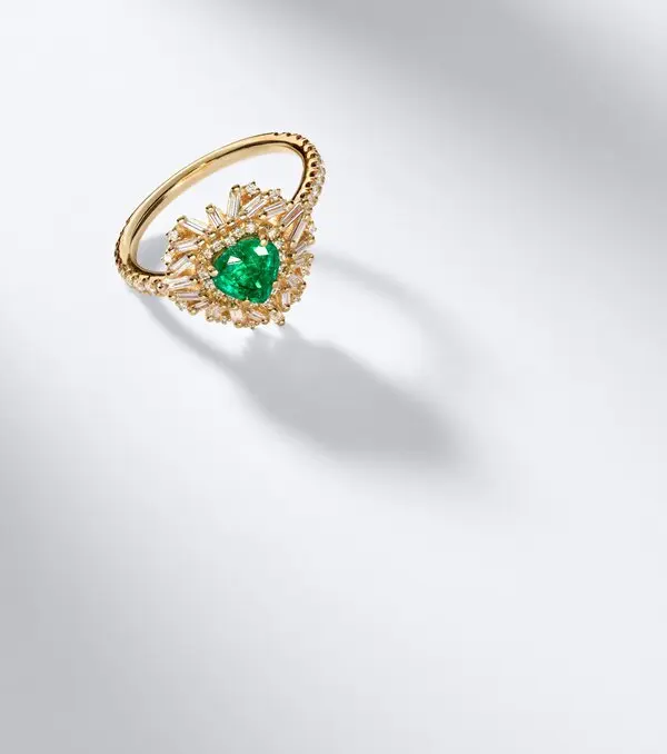 SUZANNE KALAN 18kt Yellow Emerald And Diamond Ring