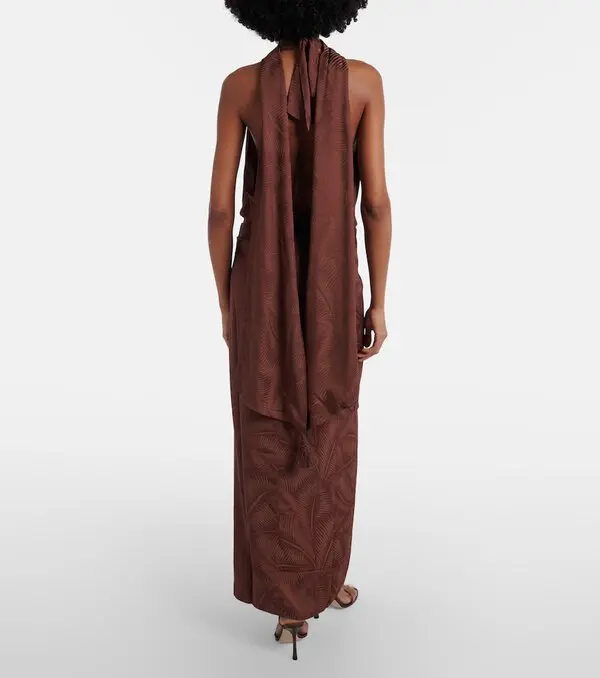 Johanna Ortiz Halterneck Jacquard Maxi Dress