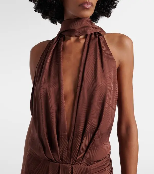 Johanna Ortiz Halterneck Jacquard Maxi Dress