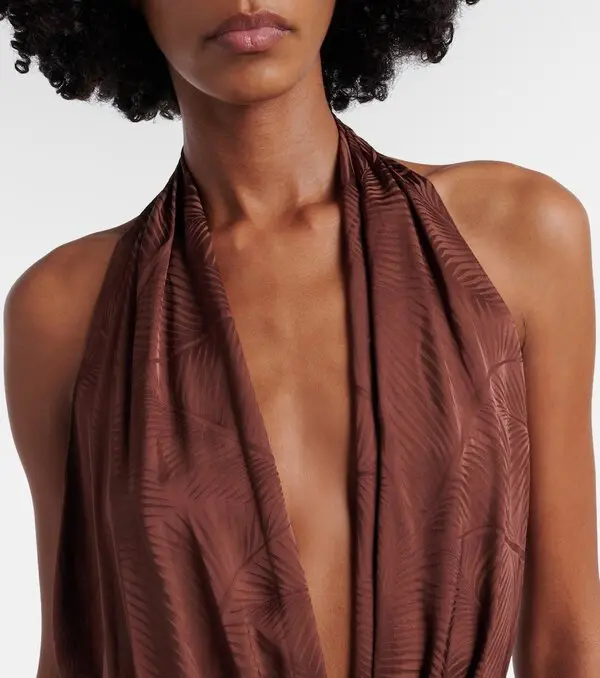 Johanna Ortiz Halterneck Jacquard Maxi Dress