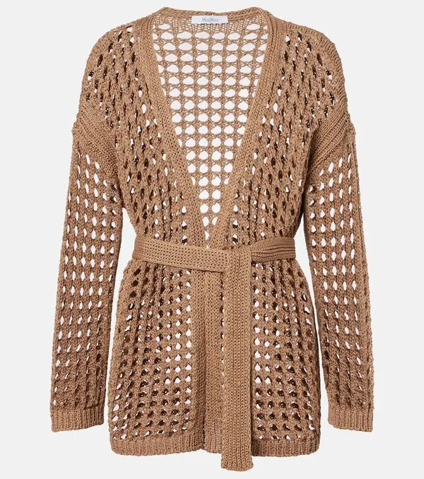 Max Mara Gelo Open-knit Cotton Wrap Cardigan - Brown