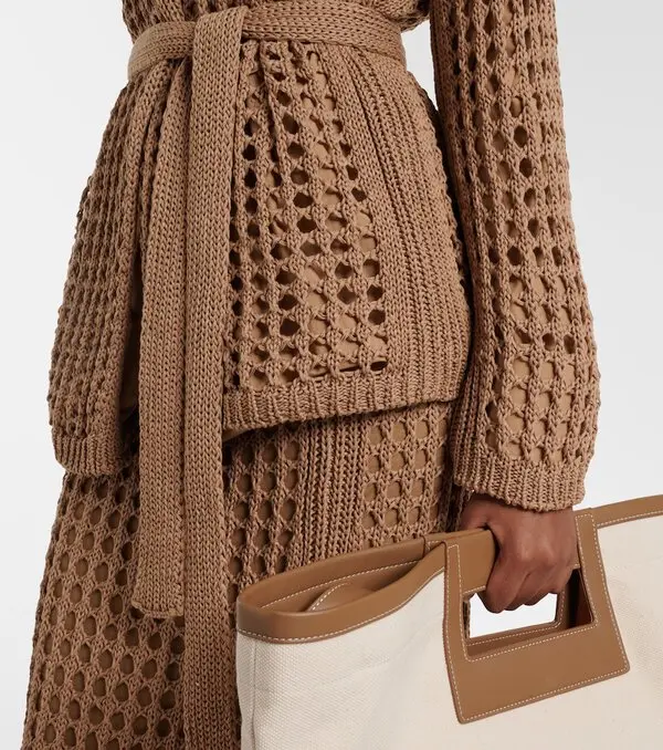 Max Mara Gelo Open-knit Cotton Wrap Cardigan - Brown