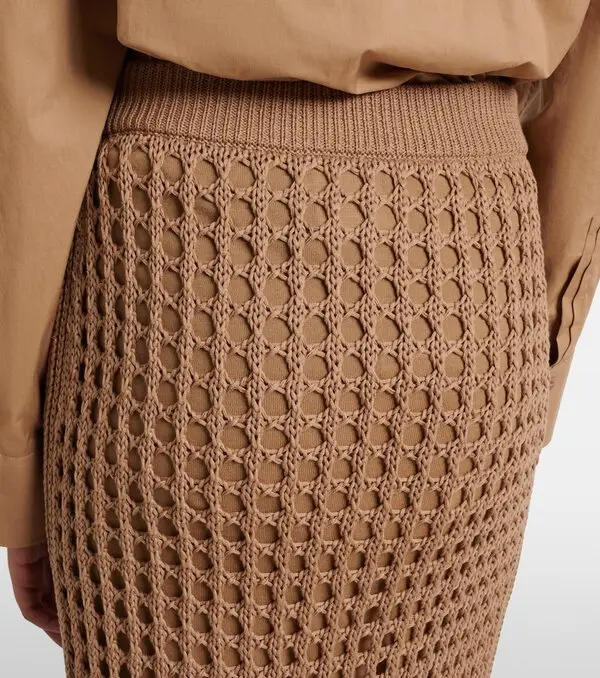 Max Mara Geode Open-knit Cotton Midi Skirt - Brown