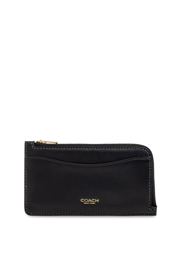 COACH Leather Card Case - Black