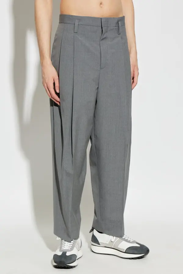 JIL SANDER Wool Pleated Trousers - Grey