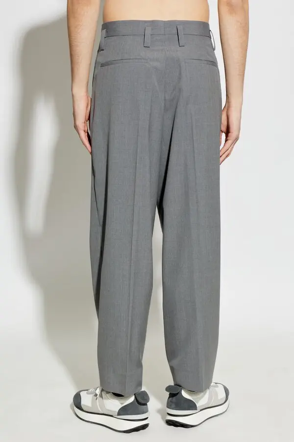 JIL SANDER Wool Pleated Trousers - Grey