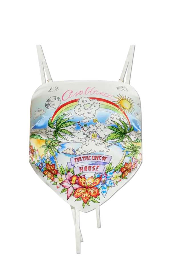 Casablanca Printed Silk Bandana Top - Multicolour