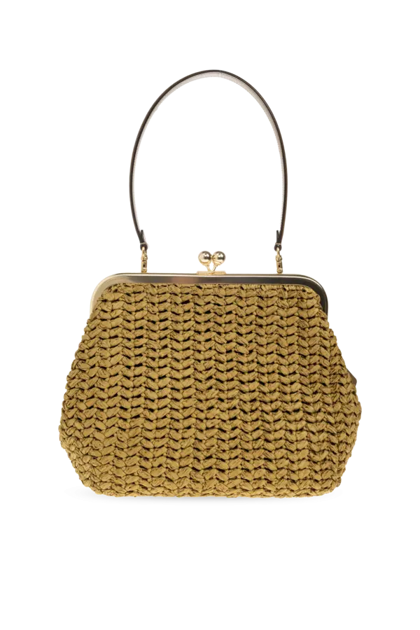 COACH Kisslock 27 Raffia Shoulder Bag - Green