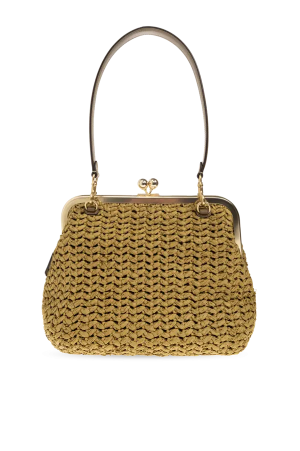 COACH Kisslock 27 Raffia Shoulder Bag - Green