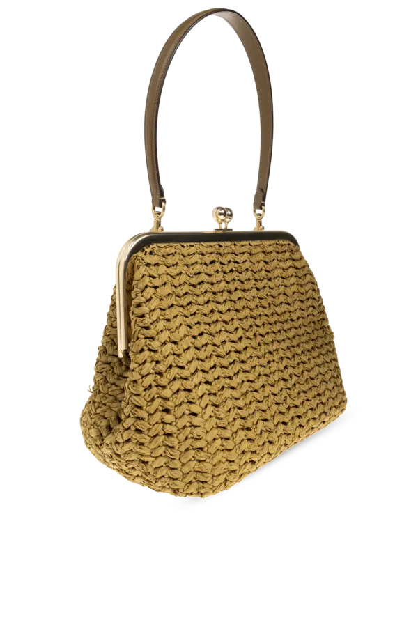COACH Kisslock 27 Raffia Shoulder Bag - Green