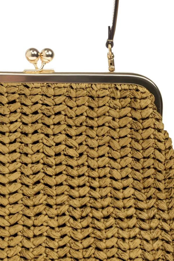 COACH Kisslock 27 Raffia Shoulder Bag - Green