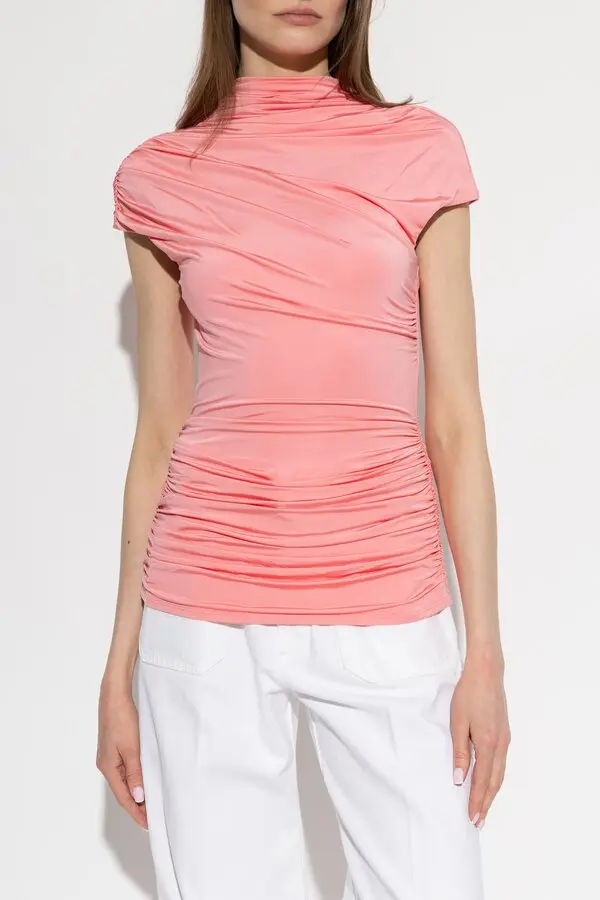 SELF-PORTRAIT Satin Draped Top