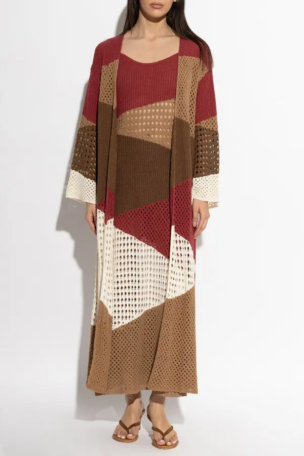 AKEP Geometric Pattern Maxi Cardigan - Multicolour