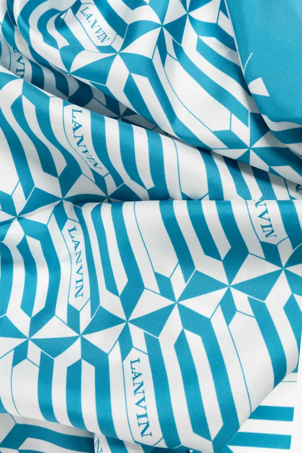 LANVIN Silk Scarf With Logo - Blue