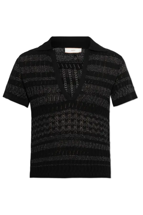 AKEP Lurex Thread Polo Shirt - Black