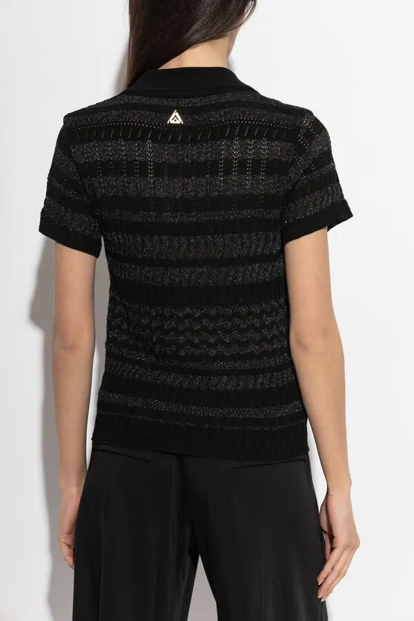 AKEP Lurex Thread Polo Shirt - Black