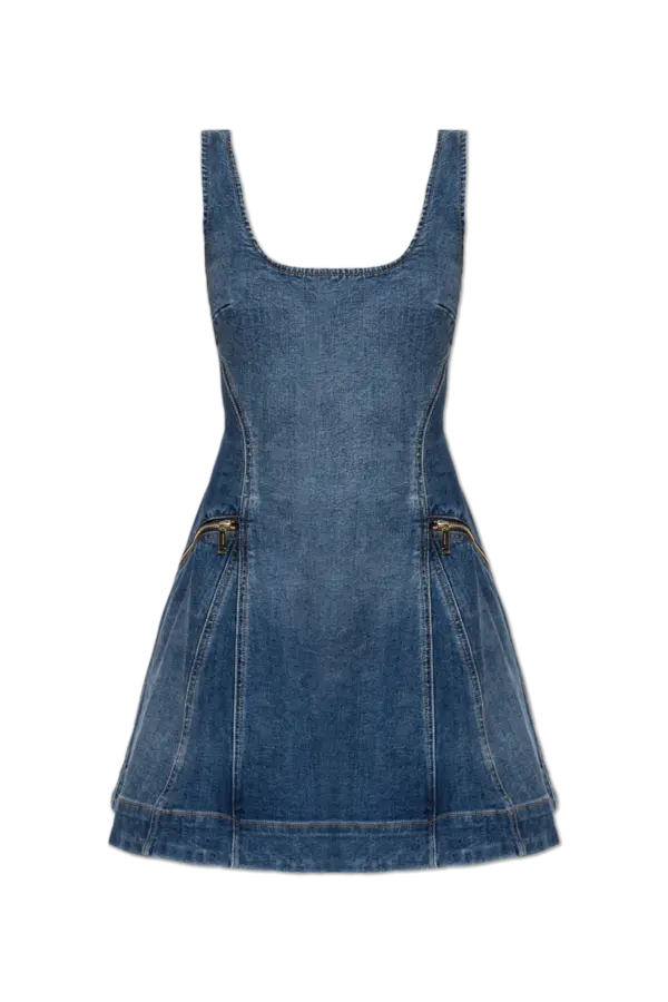 SELF-PORTRAIT Sleeveless Denim Mini Dress - Blue