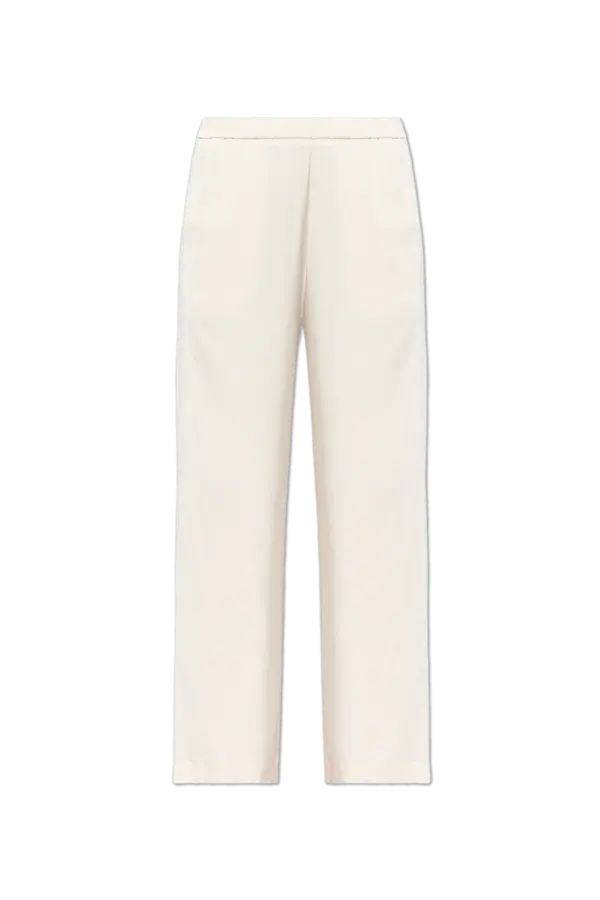 AKEP Satin Trousers With Side Stripes - Cream