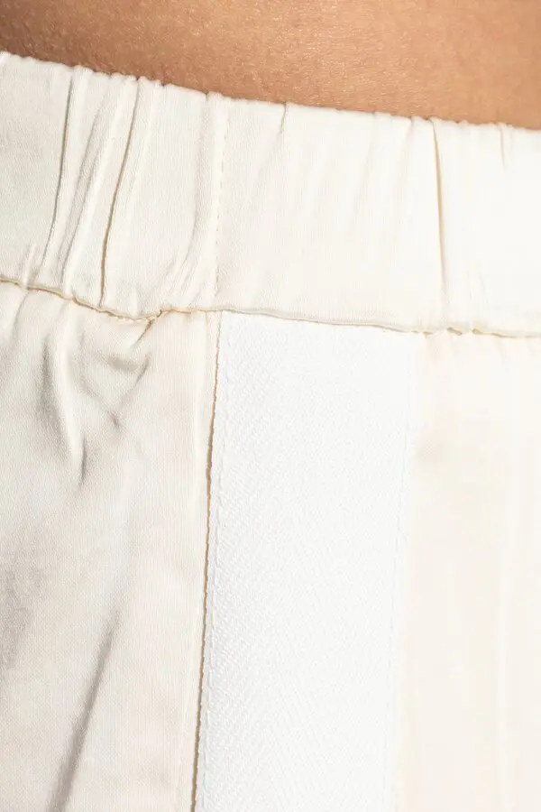 AKEP Satin Trousers With Side Stripes - Cream