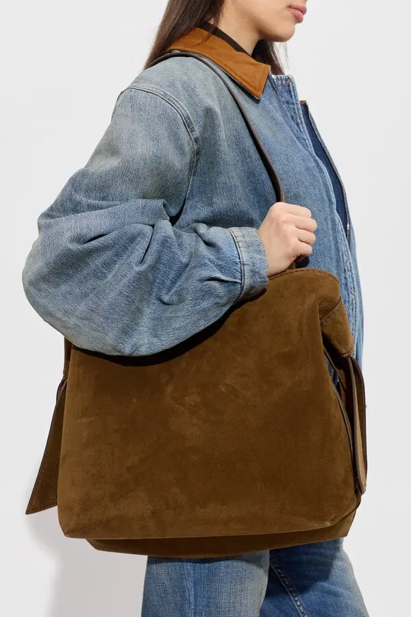 Acne Studios Suede Shoulder Bag With Logo