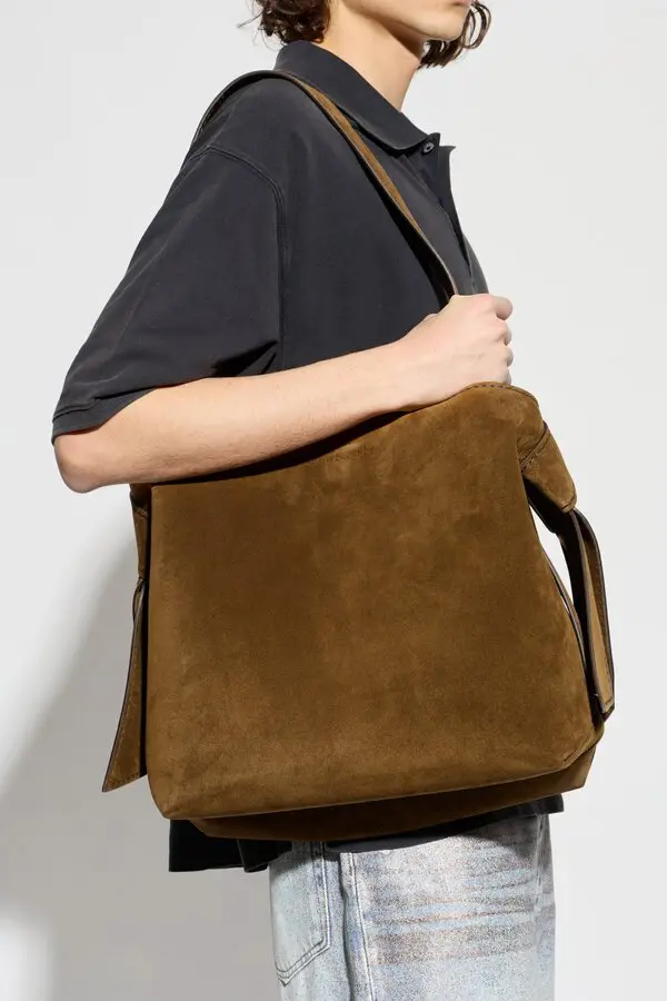 Acne Studios Suede Shoulder Bag With Logo