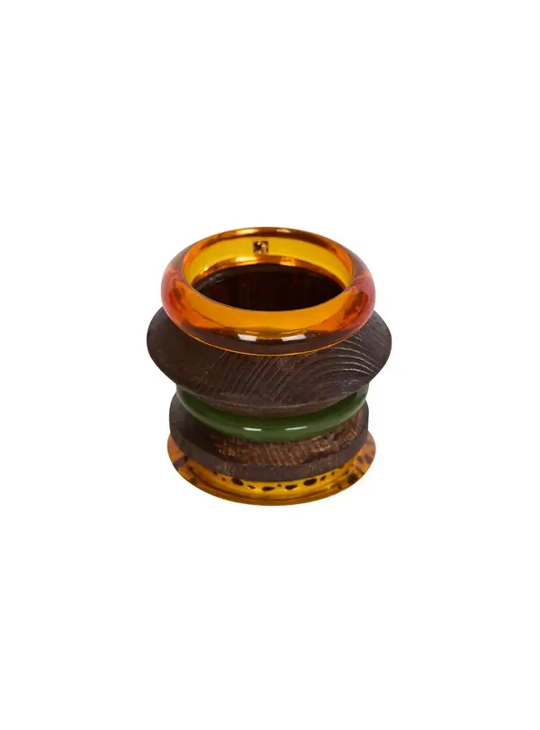 Balmain Wood And Resin Geometric Bangles - Multicolor