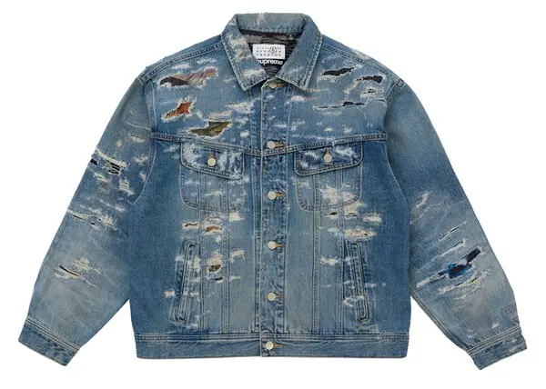 Supreme Mm6 Maison Margiela X Distressed Denim Jacket - Blue