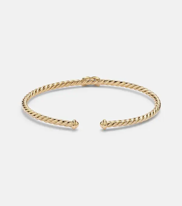 David Yurman Cable Spira Flex X Micro 18kt Yellow Cuff Bracelet With Diamonds