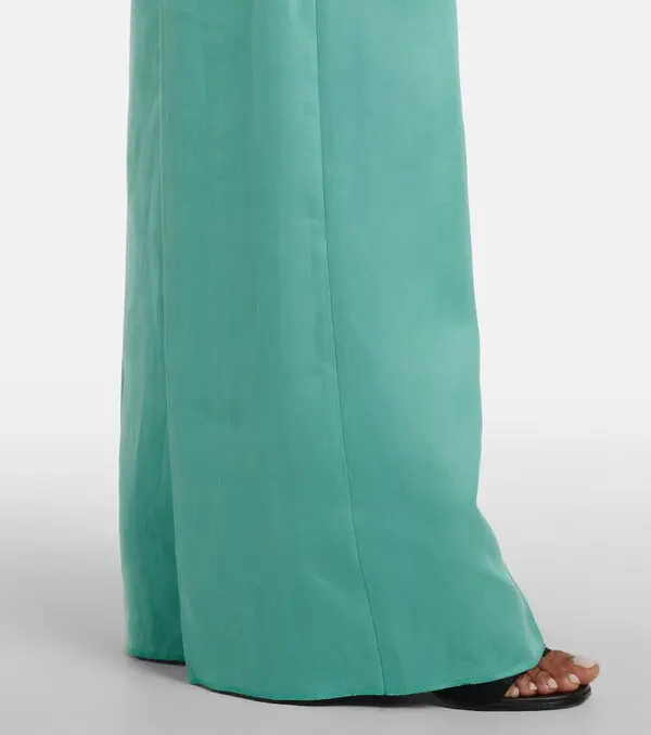 Max Mara Deserto Herringbone Linen Wide-leg Pants - Blue