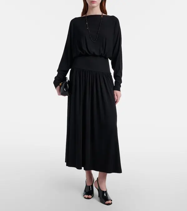 TOTEME Gathered Midi Dress - Black