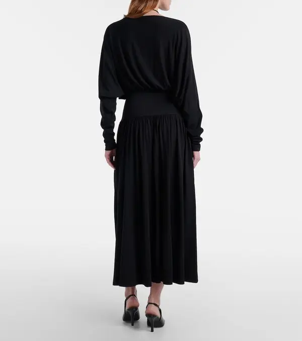 TOTEME Gathered Midi Dress - Black