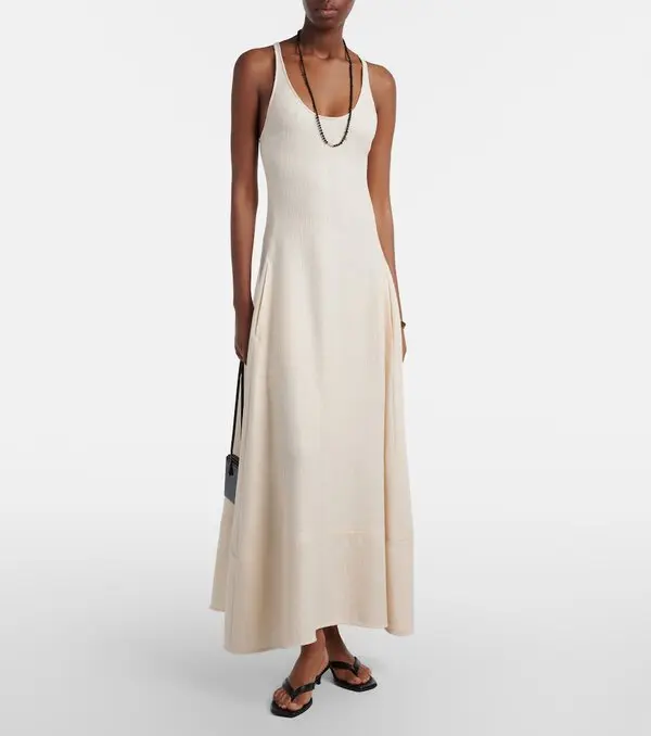 TOTEME Cotton Tweed Maxi Dress - Beige