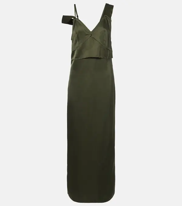 TOTEME Deconstructed Satin Slip Dress - Green