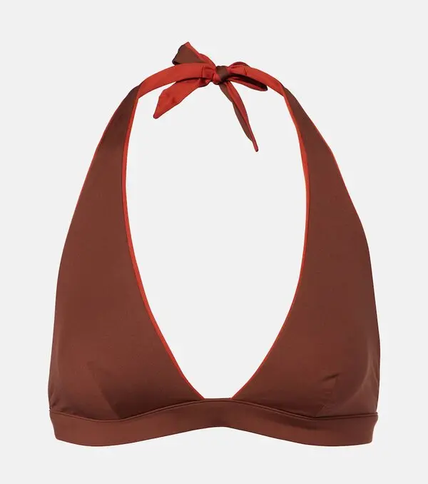 Max Mara Bazia Reversible Halterneck Bikini Top - Brown