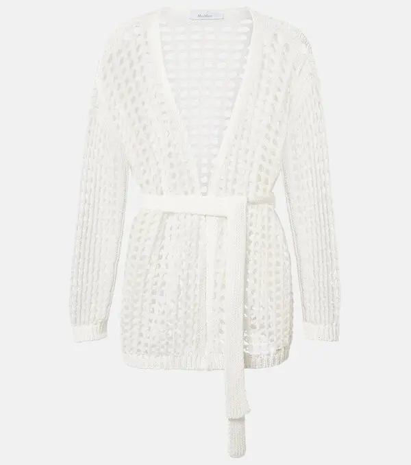 Max Mara Gelo Open-knit Cotton Wrap Cardigan - White