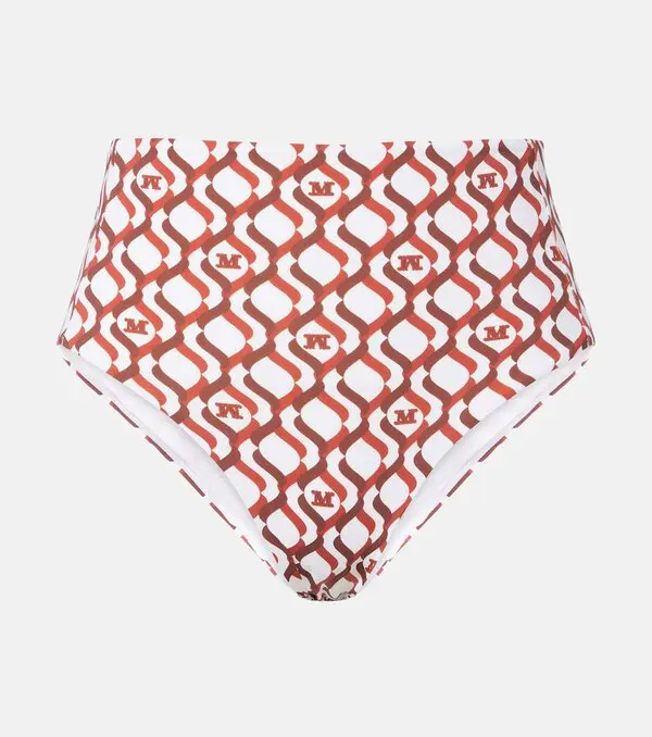 Max Mara Stilla Printed High-rise Bikini Bottoms - Red