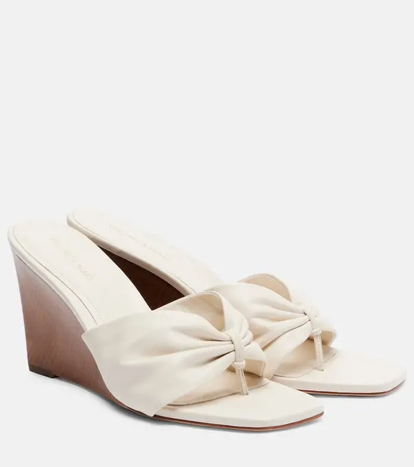 Veronica Beard Leather Wedge Sandals - White
