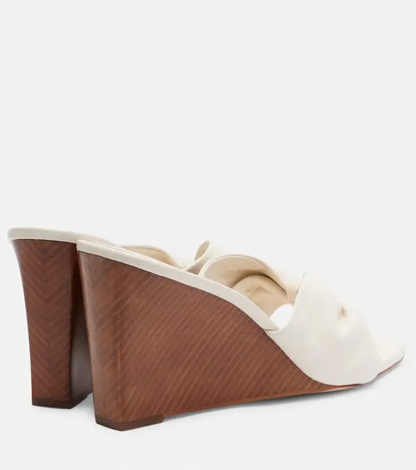 Veronica Beard Leather Wedge Sandals - White