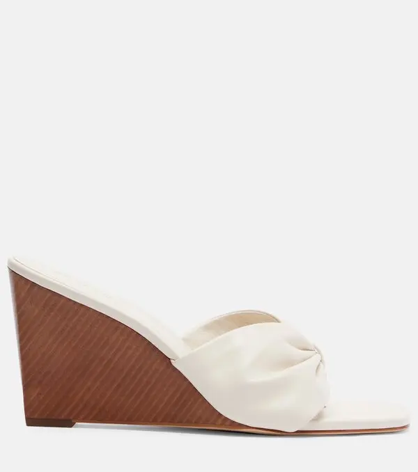 Veronica Beard Leather Wedge Sandals - White