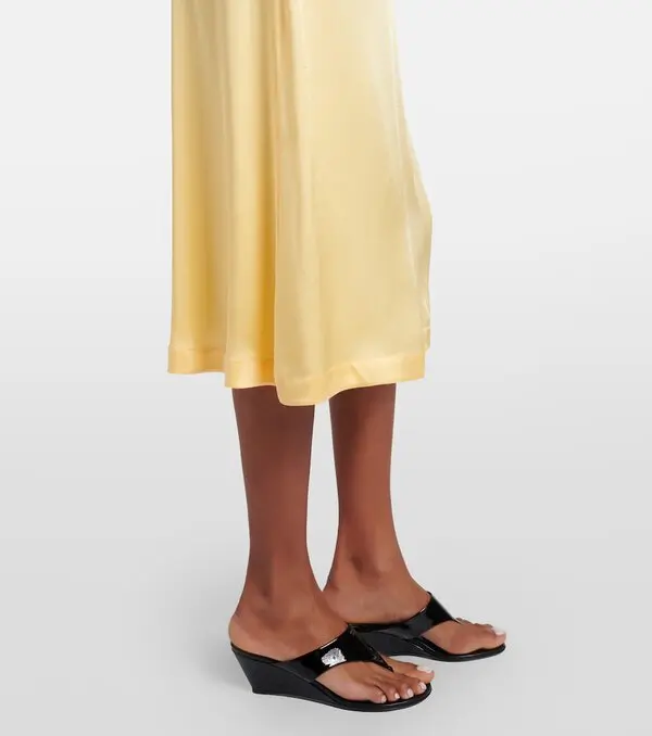 Prada Ruffled Tie-neck Satin Midi Dress - Yellow
