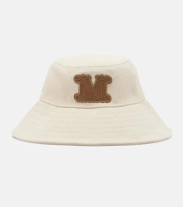 Max Mara Gondola Leather-trimmed Bucket Hat - White