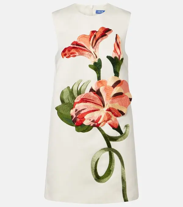 LEO LIN Yvonne Floral-appliqué Minidress - White