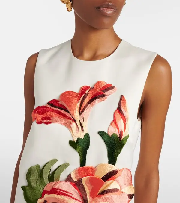 LEO LIN Yvonne Floral-appliqué Minidress - White