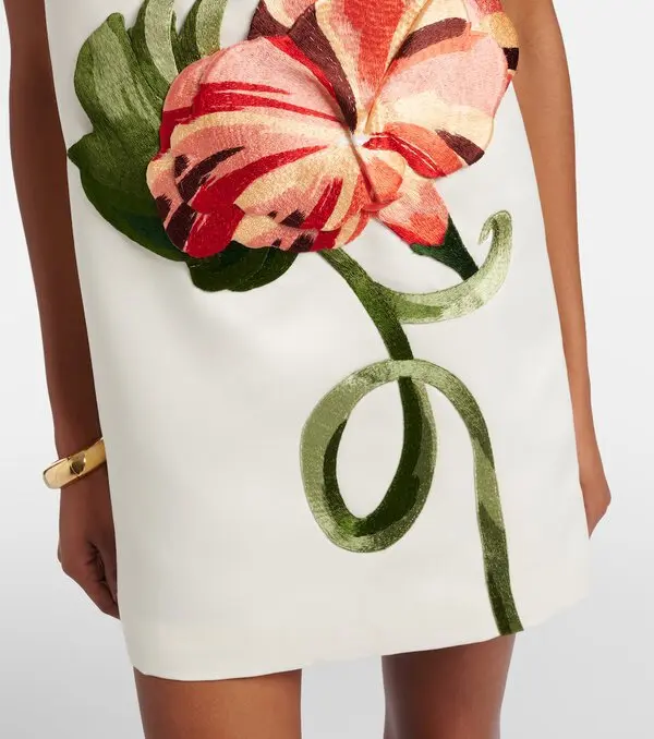 LEO LIN Yvonne Floral-appliqué Minidress - White