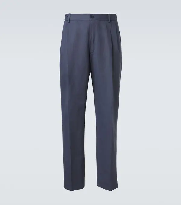 Brioni Linen And Cotton Straight Pants - Blue