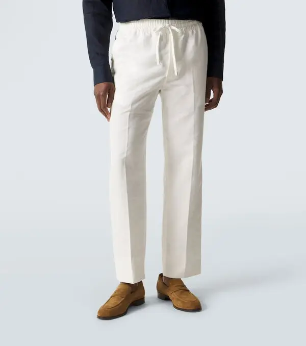 Brioni Linen And Cotton Straight Pants - White