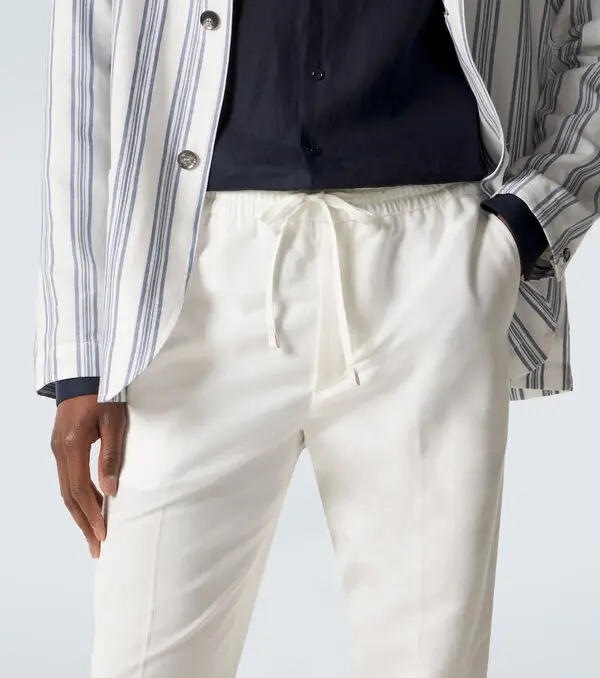 Brioni Linen And Cotton Straight Pants - White
