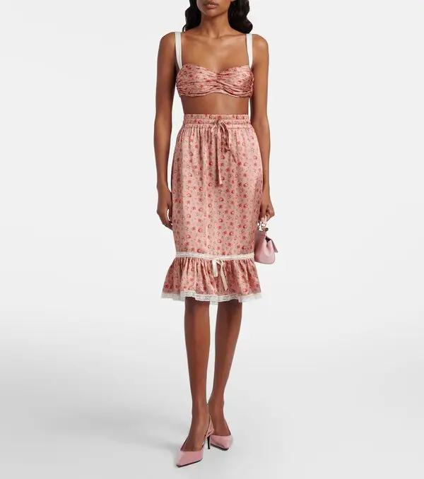 Dolce & Gabbana Floral Draped Silk Satin Bra