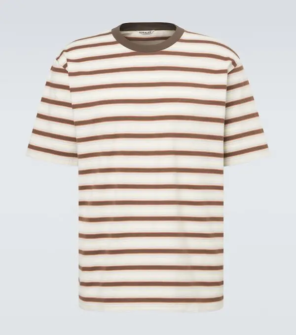 Auralee Striped Cotton Jersey T-shirt - Brown